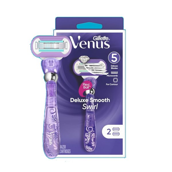 Gillette Venus Swirl Deluxe Smooth Razor for Woman (1 Handle+2 Blade ...