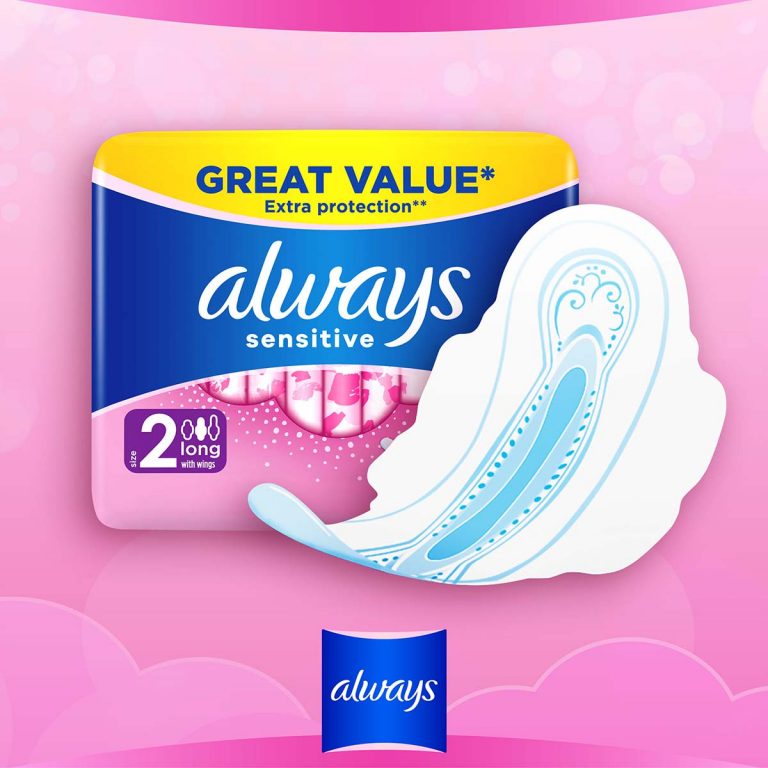 Always Sensitive Long Sanitary Pads With Wings (Size 2) 12 Pads ...