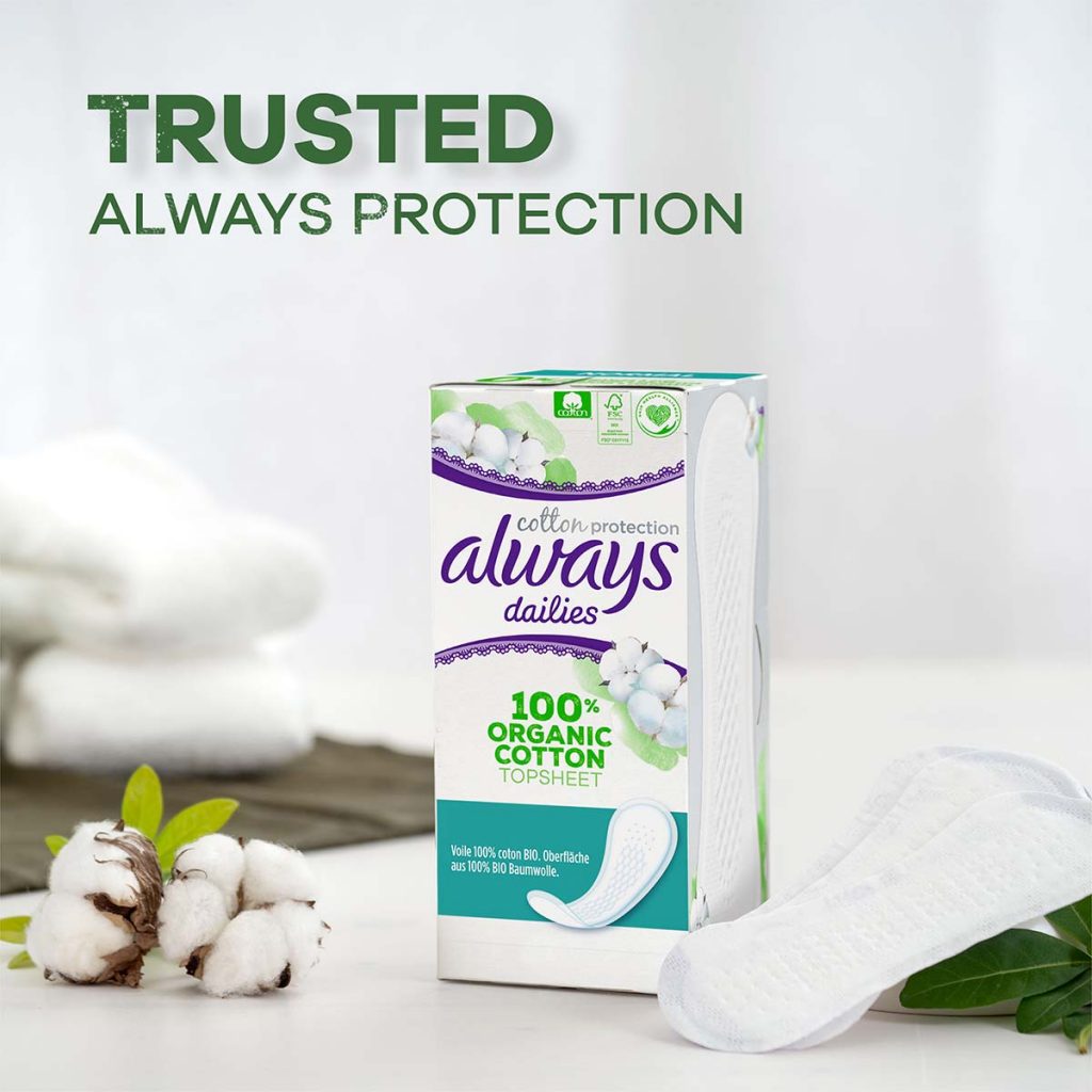 Always Dailies Cotton Protection Normal Organic Pantyliners (28 Pads ...