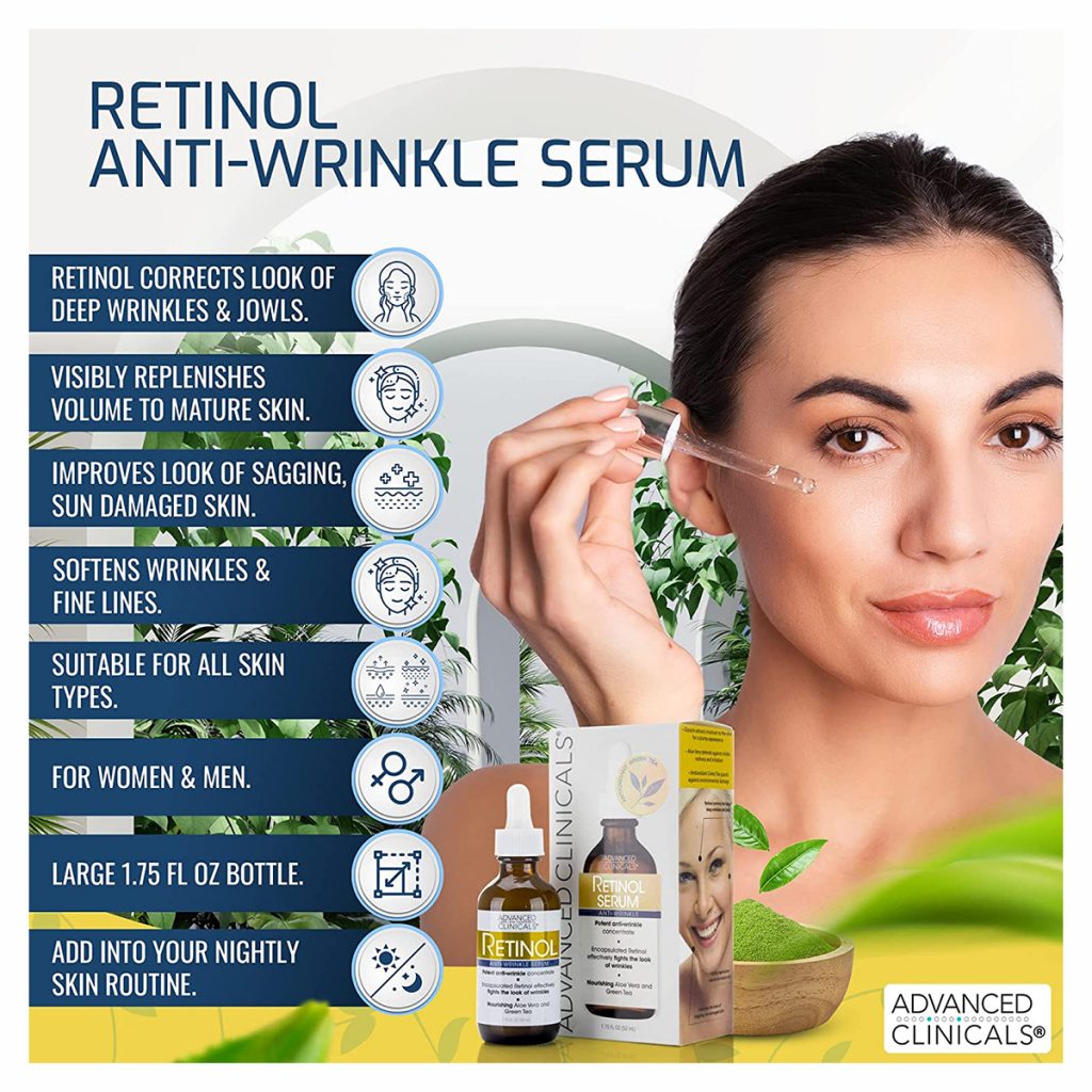 Advanced Clinicals Retinol Anti Wrinkle Facial Serum 52ml – Beauty Mind ...