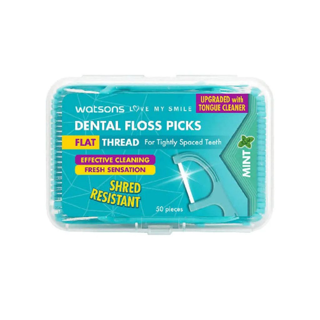 Watsons Mint Flat Thread Dental Floss Picks – 50 Pcs – Beauty Mind ll ...