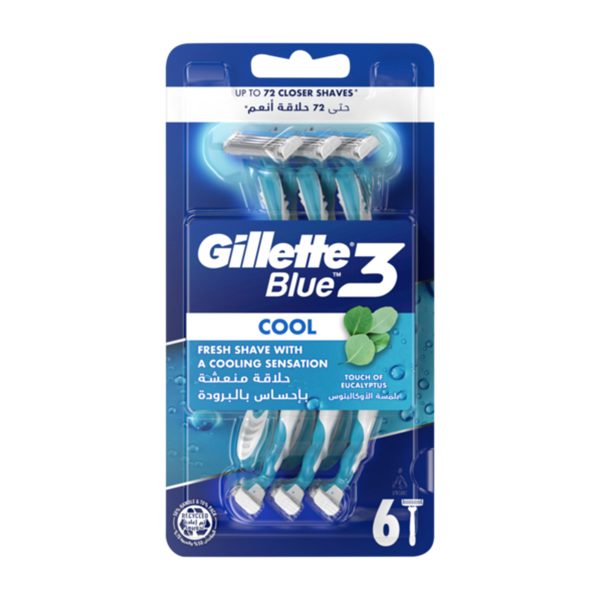 Gillette Blue 3 Cool Disposable Shaving Razors – 6 Pcs Pack – Beauty ...
