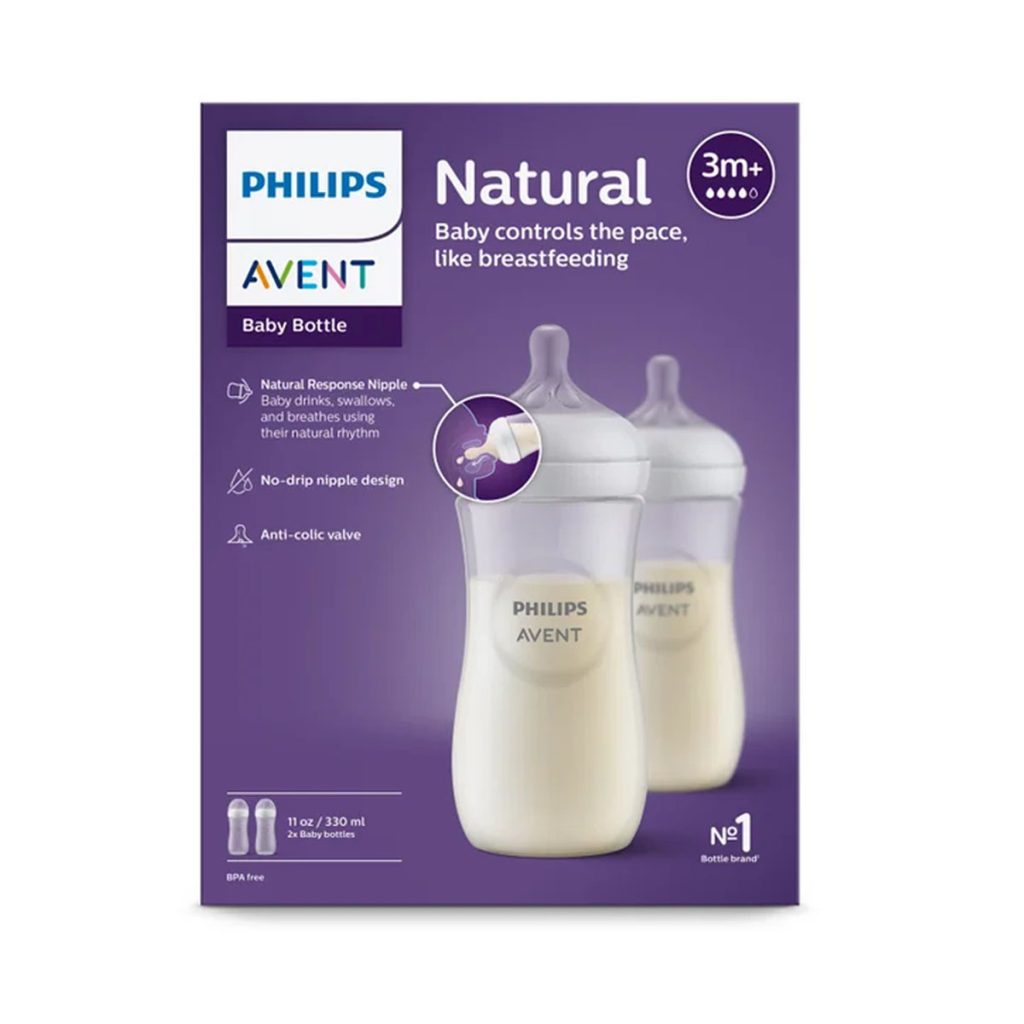 Philips Avent Feeder Natural Response Baby Bottle 3m+ 330ml x2 Plastic ...